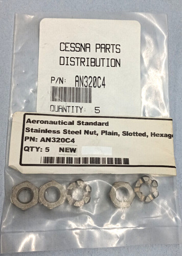 AN P/N AN320C4 Castellated Hexagon Nut 1/4-28, Shear (5/PACK) | eBay