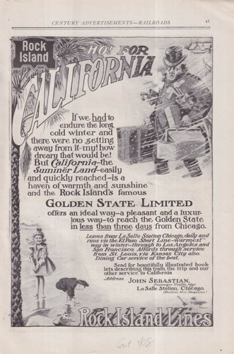 Ho! For California Rock Island Lines Golden State Limited ad 1908 | eBay