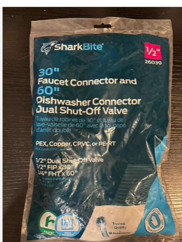 SharkBite 1/2" x 3/4" FHT 60" Dishwasher x 1/2" FIP 30" Faucet ...
