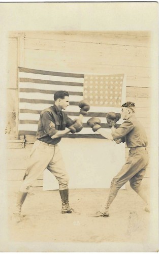 WW1 ERA RPPC, MEXICAN BORDER, US ARMY SOLDIERS, AMERICAN FLAG, MILITARY ...