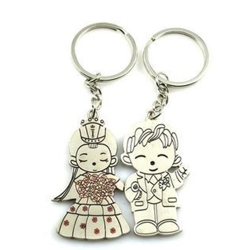 Wedding Bride Groom Silver Metal Couple Keyrings Set Lovers Puzzle Key ...