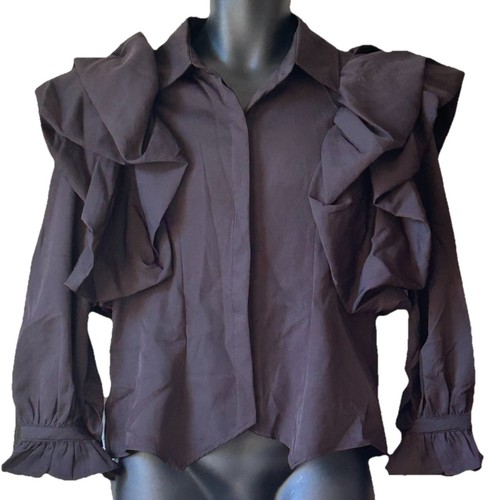 RUNWAY Brand Dramatic Puffed Sleeves Black Blouse L “ Ma Cherie”Cosplay ...