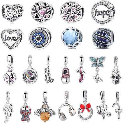 Real 925 Silver CZ CZ Charm Beads Fit 925 sterling Original charm ...