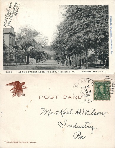 ROCHESTER PA ADAMS STREET 1906 UNDIVIDED ANTIQUE POSTCARD CORK STAMP | eBay