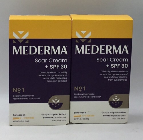 2 Boxes Mederma Scar Cream 0.7 oz Sunscreen SPF 30. Exp 08/25 ...