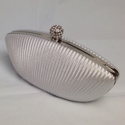Silver Crystal Clutch Bag for sale | eBay