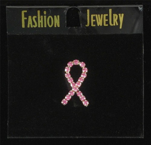 Pink Ribbon Crystal Ribbon in Silver Tac Pin | eBay