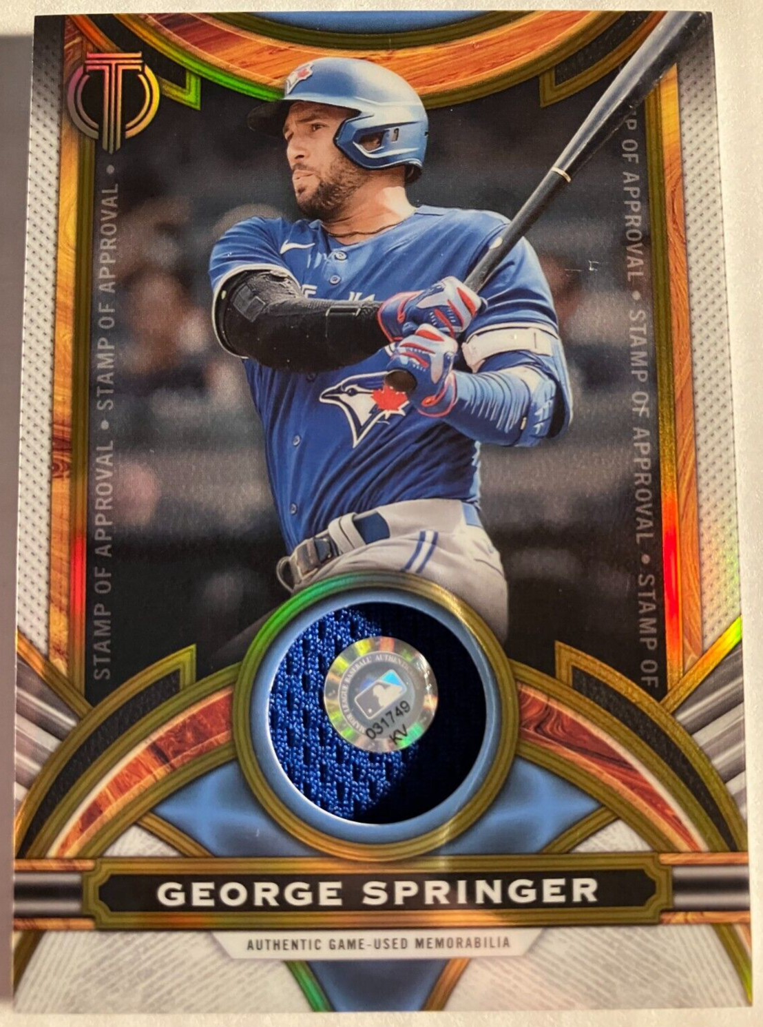 George Springer 2023 Topps Tribute #SOA-GSP Stamp of Approval Relics ...