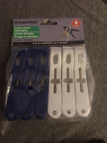 Laundry Essentials Jumbo Plastic Clothespins Clothes Pins 4.33 Inch 6 ...