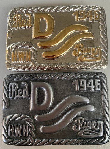 Set of 2 John Wayne Red River D Belt Buckles Gold/Nickel and Pewter | eBay
