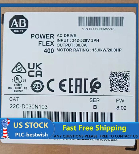 22CD030N103 Allen-Bradley 22C-D030N103 PowerFlex 400 15KW 20HP AC Drive ...