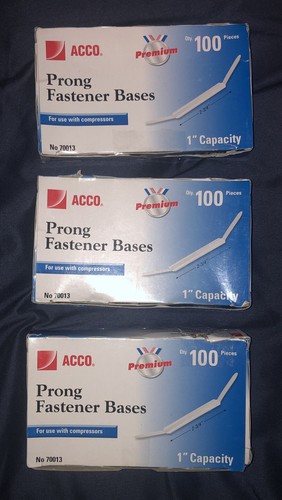 Lot Of 3 ACCO Capacity Premium Prong Fastener Bases - Silver (100/Box ...