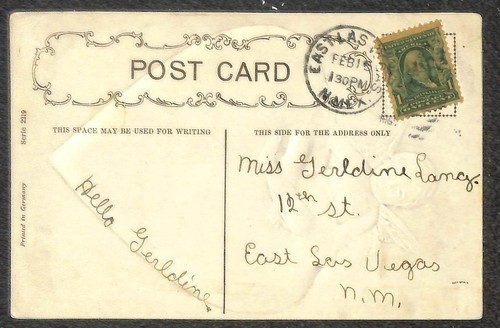 USA #300 STAMP EAST LAS VEGAS NEW MEXICO DPO TERRITORY VALENTINE ...