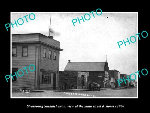 OLD 8x6 HISTORIC PHOTO OF STRASBOURG SASKATCHEWAN THE MAIN St & STORES ...