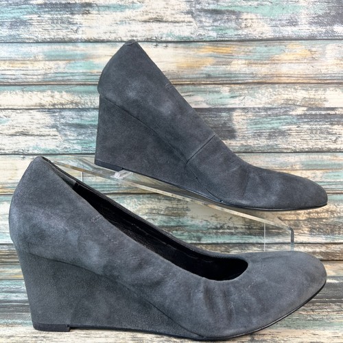 Vionic Pumps Womens Size 9.5 Gray Suede Wedge Heel Arch Support Dress Shoes