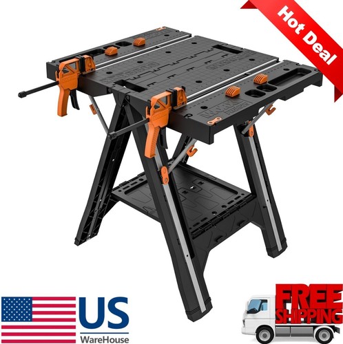 Worx Pegasus 2-in-1 Folding Work Table & Sawhorse Easy Setup Portable ...