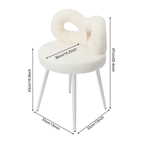 White Cute Bow Backrest Chair Ergonomic Design Bedroom Chair Fit ...