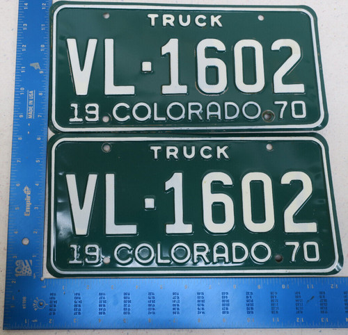 1970 70 COLORADO CO LICENSE PLATE TAG SET PAIR # VL-1602 TRUCK TRK | eBay