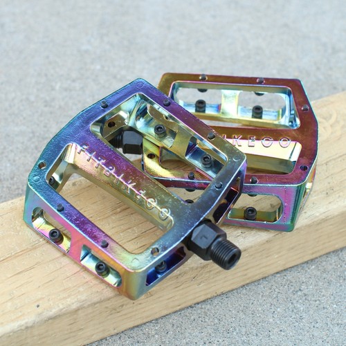 FIT BMX TRAIL ALLOY 9/16" BICYCLE PEDALS OIL SLICK JET FUEL RAINBOW | eBay