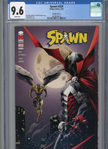 SPAWN #329 NM 9.6 CGC WHITE PAGES KEANE VARIANT COVER C MCFARLANE STORY ...