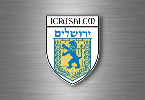 Sticker decal souvenir car coat of arms shield city flag jerusalem ...