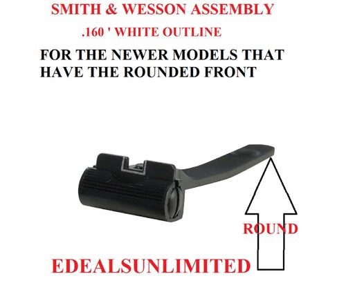 SMITH & WESSON SIGHT REAR ASSEMBLY .160 HIGH WHITE OUTLINE BLADE S&W ...