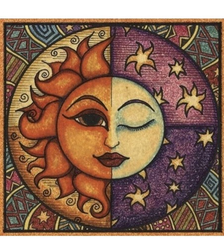 Sun Moon Sticker 4” Orange Face Celestial Sky Stars Atmosphere | eBay