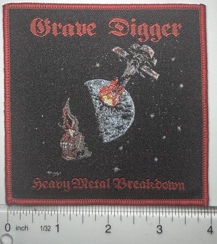 Grave Digger Heavy Metal Breakdown Red Border Woven Patch | eBay