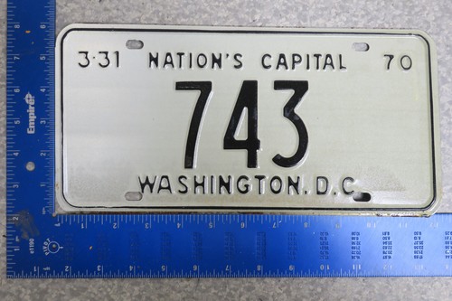 Washington DC District of Columbia License Plate Tag #743 Low 3 Three ...