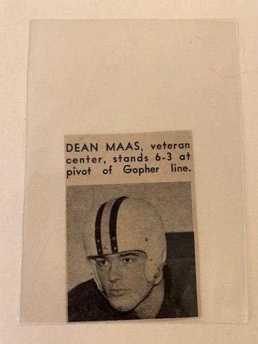 Dean Maas Minnesota Golden Gophers 1955 S&S Football Pictorial CO Panel ...