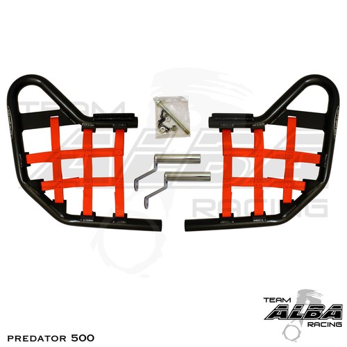 Predator 500 Polaris Nerf Bars Alba Racing Black bar Orange nets 208 T1 ...