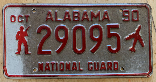 1990 ALABAMA NATIONAL GUARD LICENSE PLATE " 29095 " JET FIGHTER | eBay