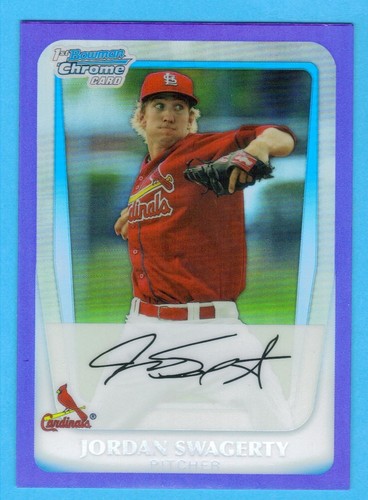 2011 Bowman Chrome Baseball Jordan Swagerty Rookie Purple Refractor ...