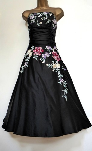 MONSOON STUNNING YASMIN EMBROIDERED BLACK SILK COCKTAIL DRESS UK 10 | eBay