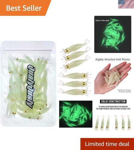 Versatile Ice Fishing Lures: 54pcs Glow Soft Shrimp Grubs for All Fish ...