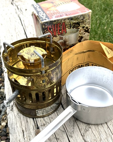 Vintage Optimus Svea 123 Brass Stove (1977) New, w/Box, Manual, made in ...