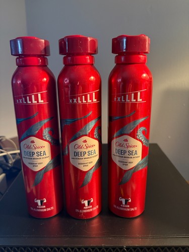 3x Old Spice Deep Sea Body Spray 250mL Deodorant Ocean Scent Lot exp12 ...