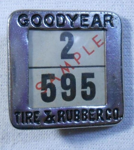 Vintage Goodyear Tire & Rubber Co Employees Sample Badge Whitehead ...