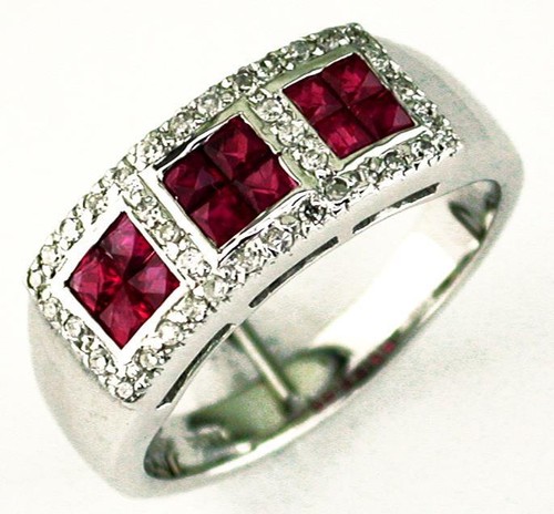 1.16CT DIAMOND & AAA RUBY 14KT WHITE GOLD 3D PRINCESS & ROUND ...