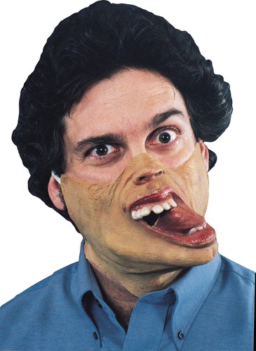 ADULT DROOPY JAW CROOKED FREAKY FACE HALF LATEX MASK HALLOWEEN COSTUME ...