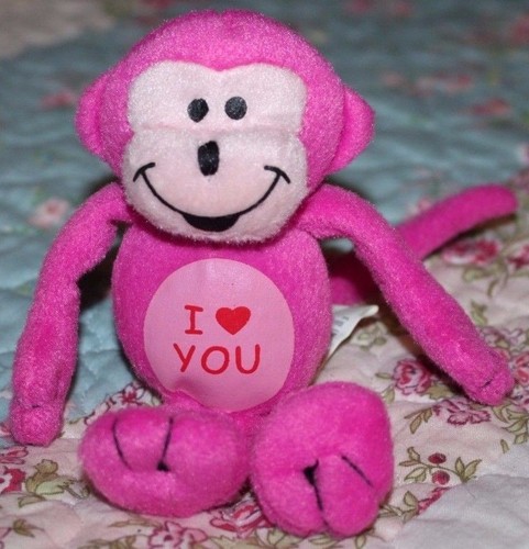 Oriental Trading Pink Monkey Valentine Plush I Heart You Upside Down ...
