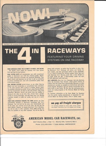 American Model Car 4 in 1 Raceways Slot Car Original Vintage Mag Ad | eBay