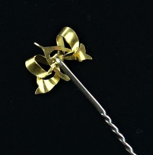 ANTIQUE VINTAGE 14KT GOLD WISHBONE & BOW STICK PIN HAT PIN LAPEL PIN | eBay