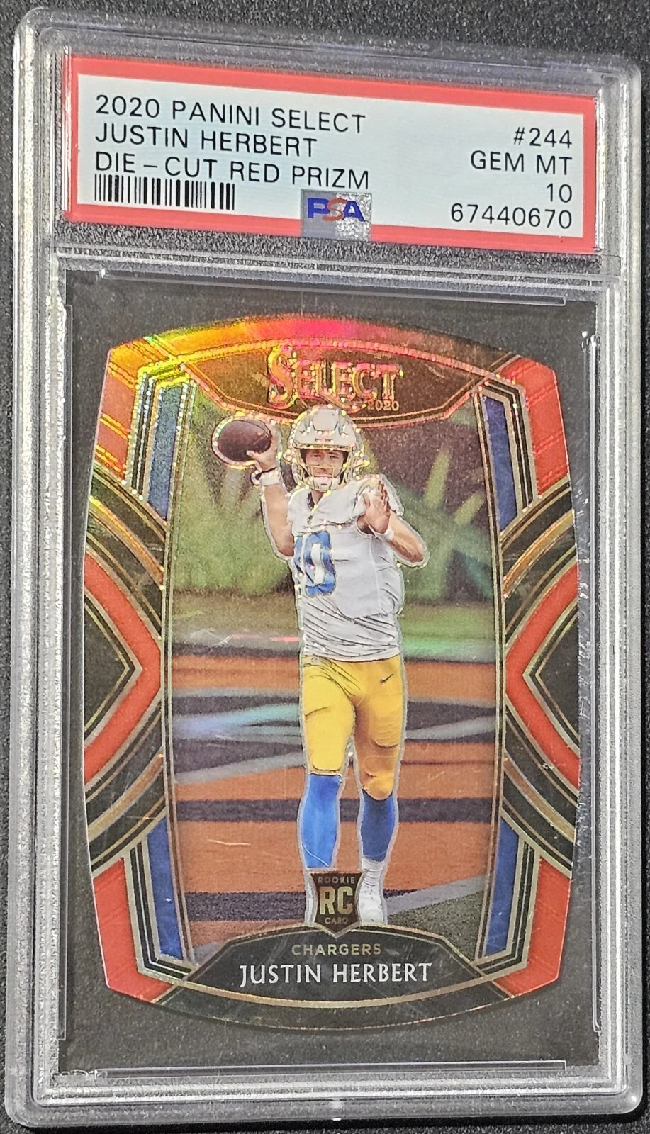 Justin Herbert 2020 Select #244 Club Level Red Die-Cut Price Guide ...