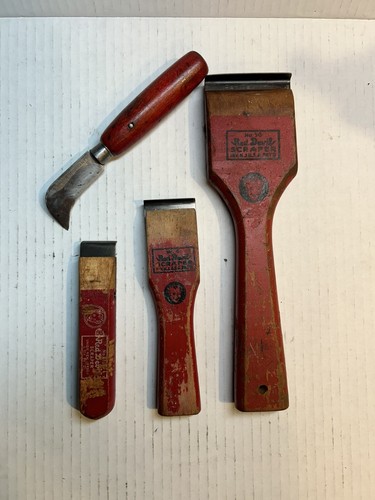 Vintage Red Devil Wood Handle Paint Scraper Set Irv. N.J. USA | eBay