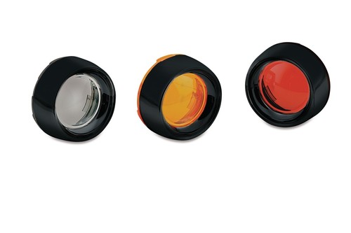 Kuryakyn Deep Dish Bezels with Lenses for Bullet Turn Signals Black/Red ...