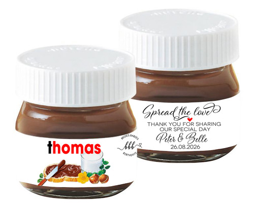 10 Mini Nutella Jar Sticker Labels Wedding Favour Personalised Spread ...