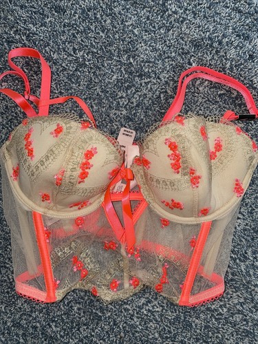 victoria secret Hot Peach & Cream Color bra top crop top 34B- Brand New ...