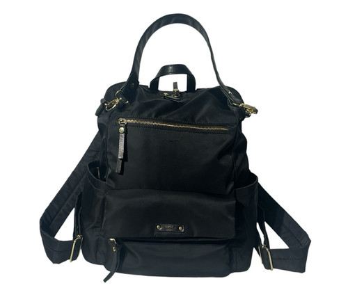 Tutilo New York Boost Black Nylon Leather Backpack School Laptop Bag ...