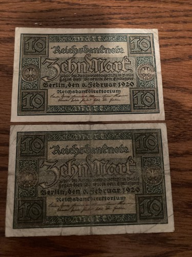 1920 German bank note 10 mark. Lot Of 2 Notes. | eBay